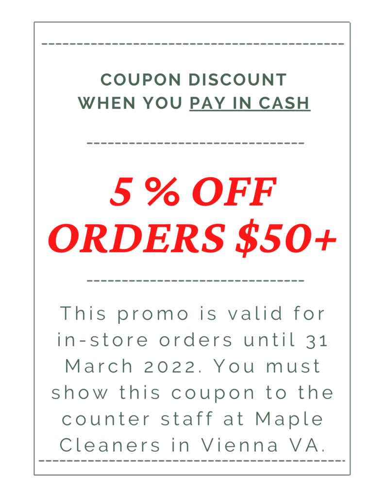 COUPONS - Maple Cleaners in Vienna VA - Quality Dry Cleaning